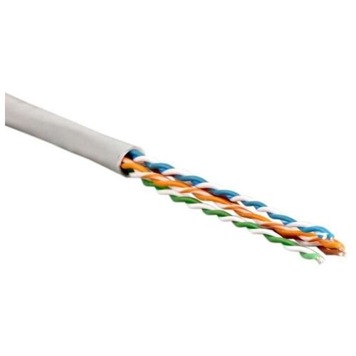 Кабель UTP 4-C5E-SOLID-GY-305 витая пара UTP (U/UTP) кат.5e 4 пары (24 AWG) одножильн. (solid) PVC (305м) сер. Hyperline 41903, 1м