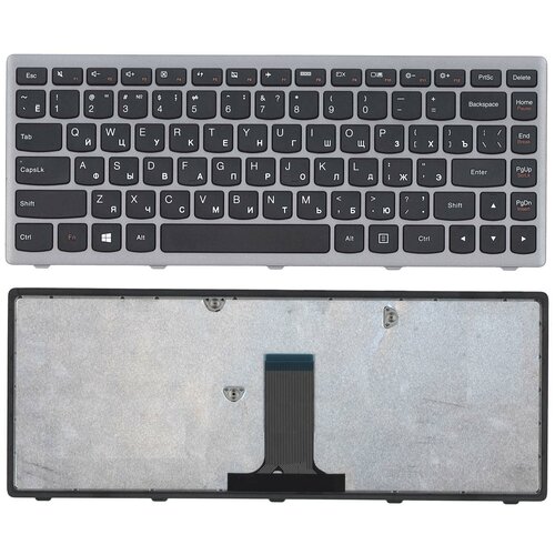 Клавиатура для ноутбука Lenovo Flex 14 G400s черная с серой рамкой