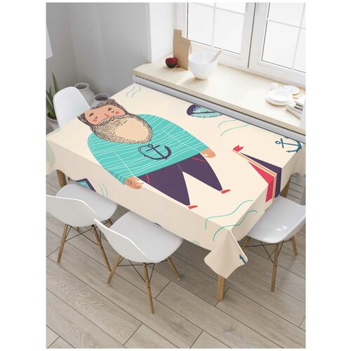 Скатерть прямоугольная JoyArty на кухонный стол "Бородатый морячок" из оксфорда, 120x145 см