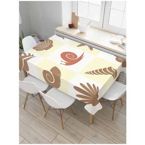 Скатерть прямоугольная JoyArty на кухонный стол "Векторные моллюски" из оксфорда, 180x145 см