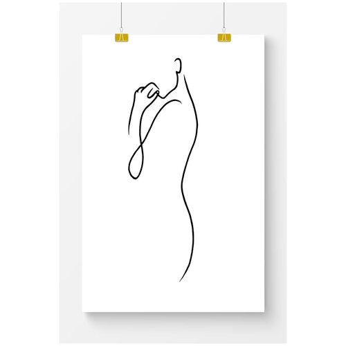 Постер для интерьера Postermarkt Рисунок линиями силуэт девушки, 50х70 см, в тубусе