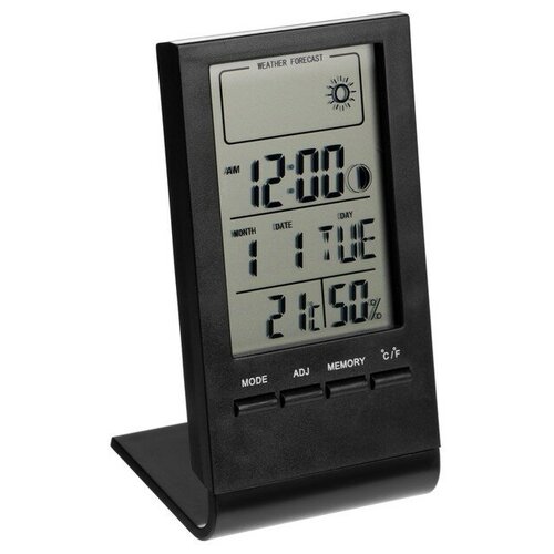 Luazon Home Термометр электронный LTR-06, комнатный, гигрометр, будильник, 1хLR1140 черный
