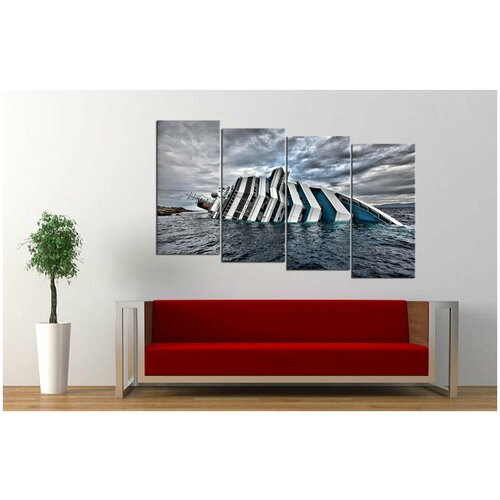 Модульная картина на Стекле - "Коста Конкордия лайнер", размер 120х80 см
