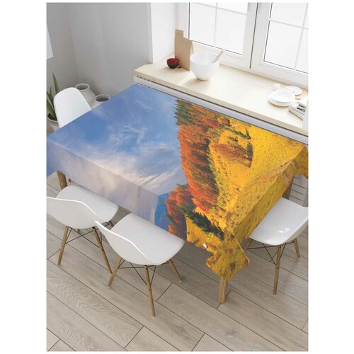 Скатерть прямоугольная JoyArty на кухонный стол "Лесные дороги" из оксфорда, 180x145 см