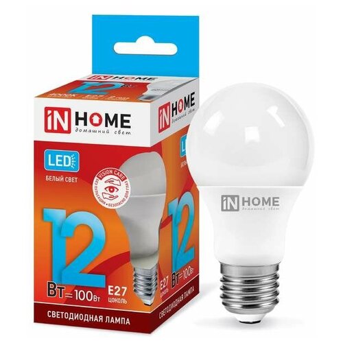 10шт. Лампа светодиодная LED-A60-VC 12Вт 230В Е27 4000К 1080Лм IN HOME
