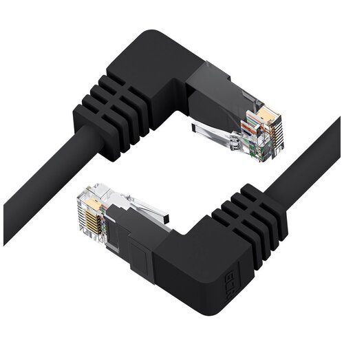 GCR Патч-корд 20.0m UTP кат.5e, черный, верхний/нижний угол, литой, ethernet high speed, RJ45, T568B