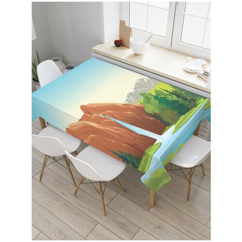 Скатерть прямоугольная JoyArty на кухонный стол "Водопад с ледника" из оксфорда, 120x145 см