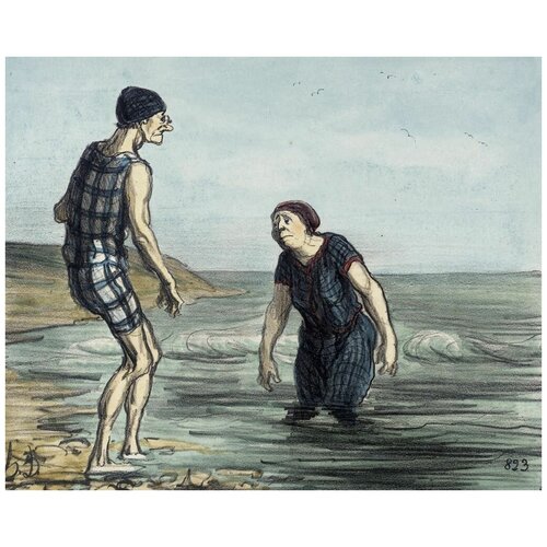 Репродукция на холсте Так входить в море без страха… (1856) Домье Оноре 62см. x 50см.