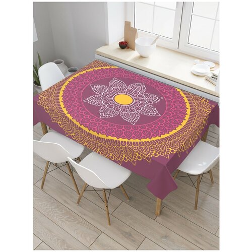 Скатерть прямоугольная JoyArty на кухонный стол "Цветок в мандале" из оксфорда, 180x145 см