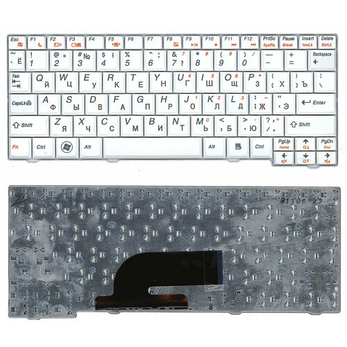 Клавиатура для нетбука Lenovo S11-RU русская, белая, без рамки, плоский Enter