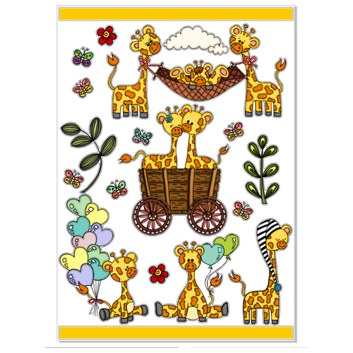 Наклейка декоративная ART "Веселые жирафики", НД116, 30х42 см