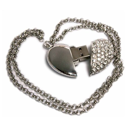 Флешка Сердце со стразами (16 Гб / GB USB 2.0 Серебро/Silver HEART_8 Лучший необычный подарок любимой женщине на 8 марта в интернет магазине)