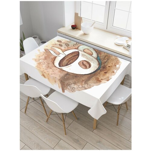 Скатерть прямоугольная JoyArty на кухонный стол "Чашка кофе" из оксфорда, 180x145 см