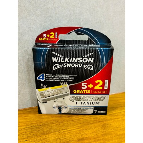 Wilkinson Sword / Schick / Quattro Titanium Core Motion / Сменные кассеты для станка Quattro, 7 шт.