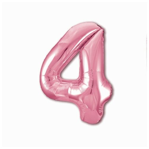 Шар фольгированный 40" «Цифра 4», цвет фламинго Slim