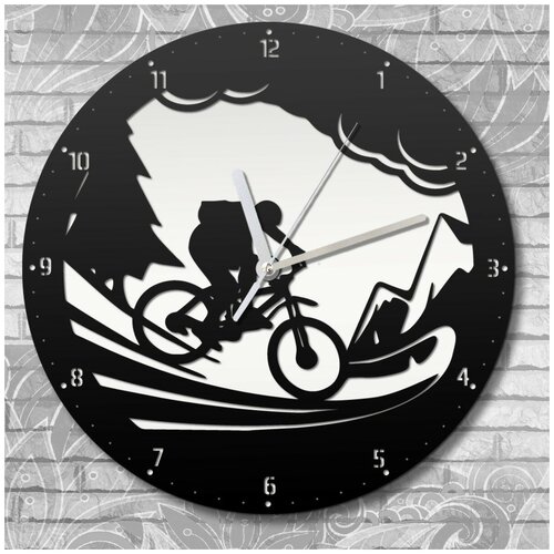 Настенные часы деревянные бесшумные туризм велосипед горы - 626