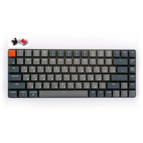 Беспроводная механическая ультратонкая клавиатура Keychron K3, Light Grey, 84 клавиши, RGB подстветка, Red Switch