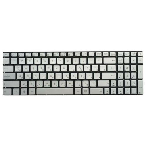Keyboard / Клавиатура для ноутбука Asus G771, N551, ROG GL552JX, GL552VL, GL552VW, GL552VX, N552VX, серебристая, без рамки, с подсветкой, гор. Enter