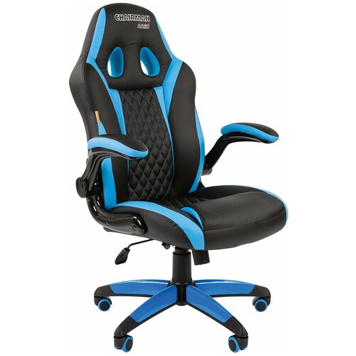 Кресло компьютерное СН GAME 15, экокожа, черное/голубое, 7022779 В комплекте: 1шт.