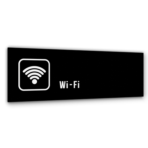 Табличка "Wi-Fi", Глянцевая линейка, цвет Черный, 30 см х 10 см