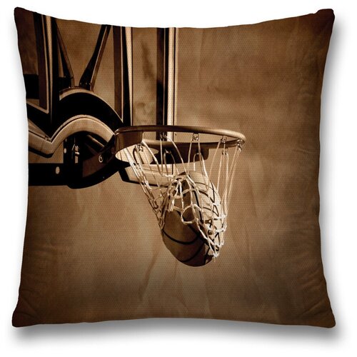 Наволочка декоративная на молнии, чехол на подушку JoyArty "Ретро баскетбол" 45х45 см