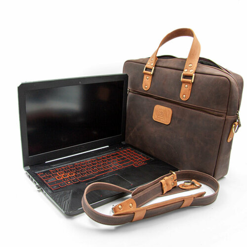 Большая мужская сумка для ноутбука 17,1 и 17,3 дюймов, Cardiff L Brown, коричневая, натуральная кожа, мужская и женская
