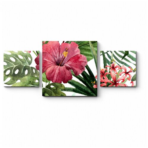 Модульная картина Тропические цветы 120x51