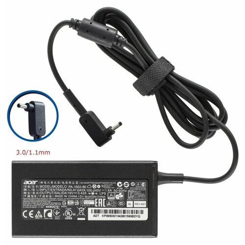 Зарядное устройство для ноутбука Acer TravelMate P2 TMP214-53-73KC, 19V - 3.42A, 60 Вт (Штекер: 3.0-1.1мм) Slim