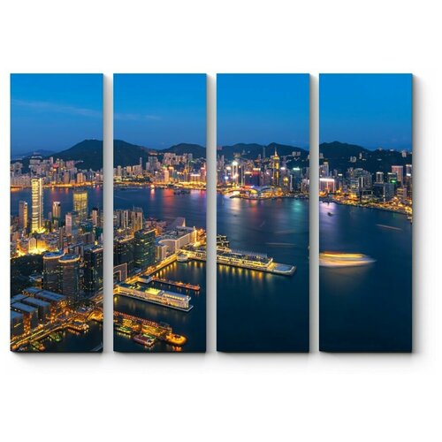 Модульная картина Сияющий ночными огнями Гонконг90x68