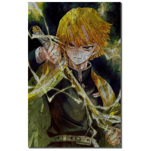 Картина интерьерная на рельефной доске, рисунок аниме клинок рассекающий демонов - 6705 В