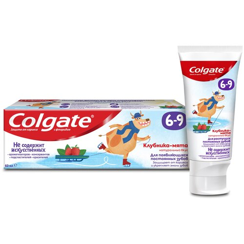 Colgate Паста зубная Клубника-мята, для детей 6-9 лет, с фторидом, 60 мл , 4 шт.