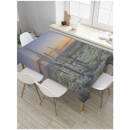 Скатерть прямоугольная JoyArty на кухонный стол "Кактусы в пустоши" из оксфорда, 180x145 см