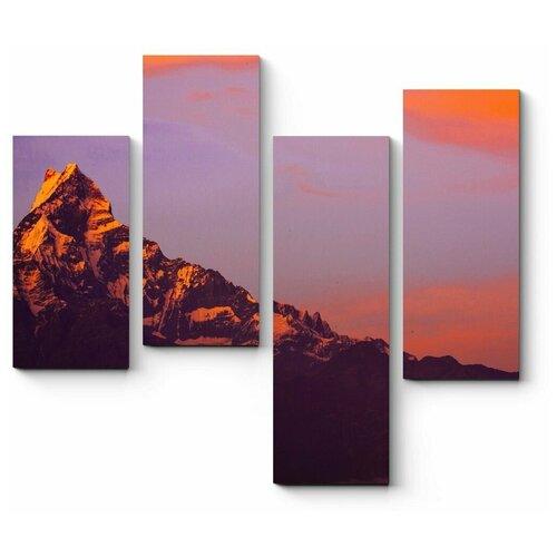 Модульная картина Оранжевый закат над гималайскими горами 114x107