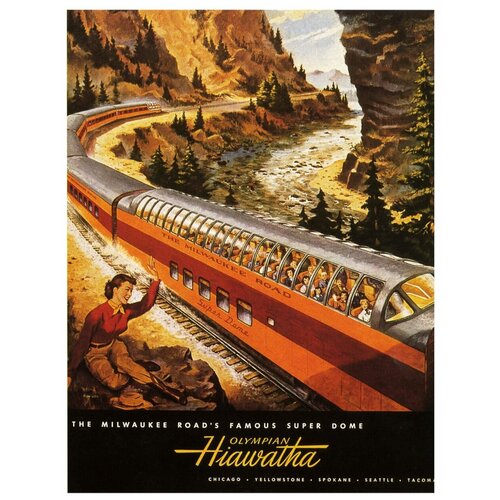 Постер / Плакат / Картина Поезда - Олимпийская железная дорога Hiawatha 50х70 см в подарочном тубусе