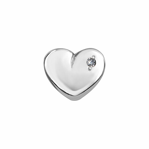 Серьги пусеты CORDE Серебряная серьга-пусета оригами сердце с бриллиантом, серебро, 925 проба, родирование, бриллиант, размер/диаметр 7 мм, серебряный