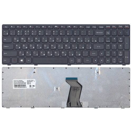 Клавиатура для ноутбука Lenovo G710 черная с черной рамкой, версия 1