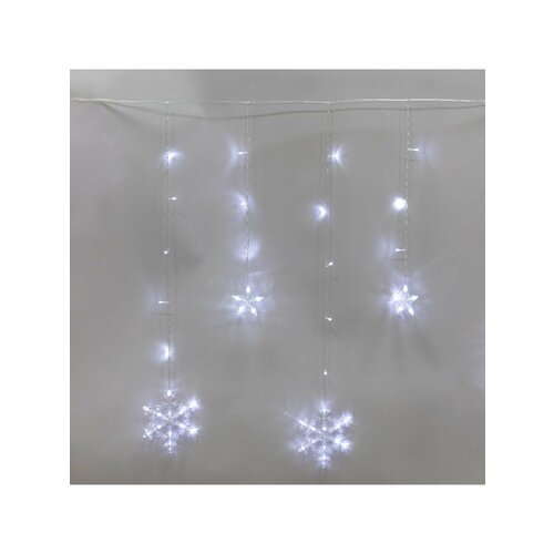 Гирлянда Бахрома со снежинками 2,4х0,9м, белый Neon-Night