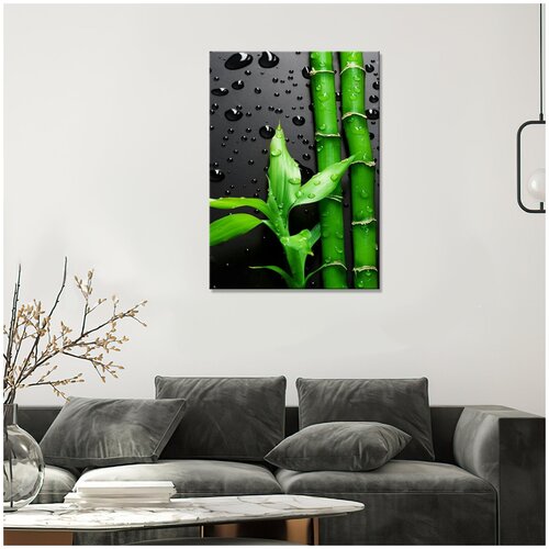 Интерьерная картина на холсте / картина на стену - Бамбук Зеленые стебли 20х30