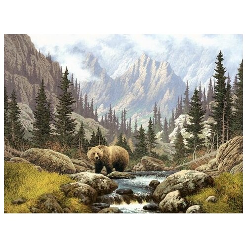 Постер на холсте Горный пейзаж (Mountain landscape) №5 53см. x 40см.