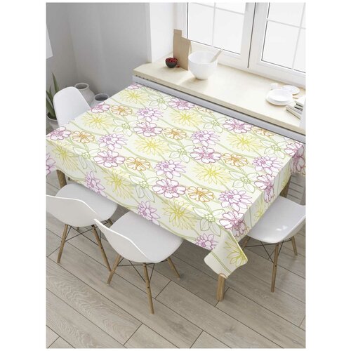 Скатерть прямоугольная JoyArty на кухонный стол "Цветочная дорожка" из оксфорда, 180x145 см