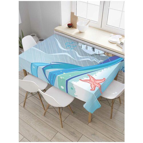 Скатерть прямоугольная JoyArty на кухонный стол "Корабль в шторме" из оксфорда, 180x145 см