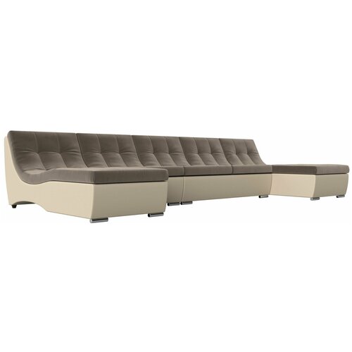 П-образный модульный диван Монреаль Long, бежевый; коричневый