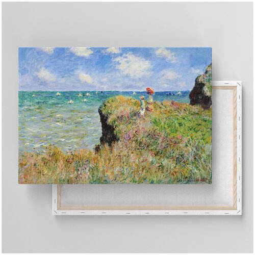 Картина на холсте с подрамником / Monet Claude / Клод Моне - Прогулка на утесе в Пурвиле