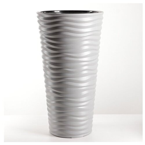 Кашпо IDEA (М-Пластика) Дюна со вставкой, 42л, 34x63 см, 34x34x63 см, серый