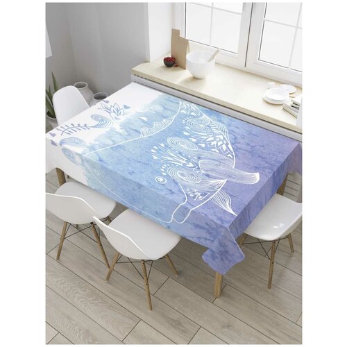 Скатерть прямоугольная JoyArty на кухонный стол "Ажурный кит" из оксфорда, 120x145 см
