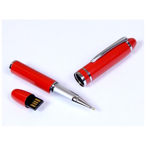 Флешка в виде ручки с мини чипом (64 Гб / GB USB 2.0 Красный/Red 370 для именной гравировки эксклюзивный подарок школьнику)