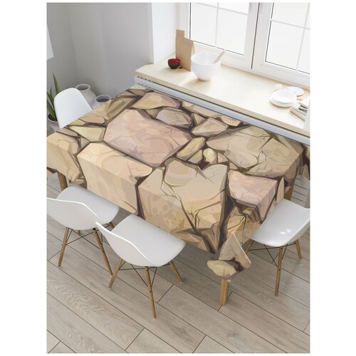 Скатерть прямоугольная JoyArty на кухонный стол "Древняя каменная кладка" из оксфорда, 180x145 см