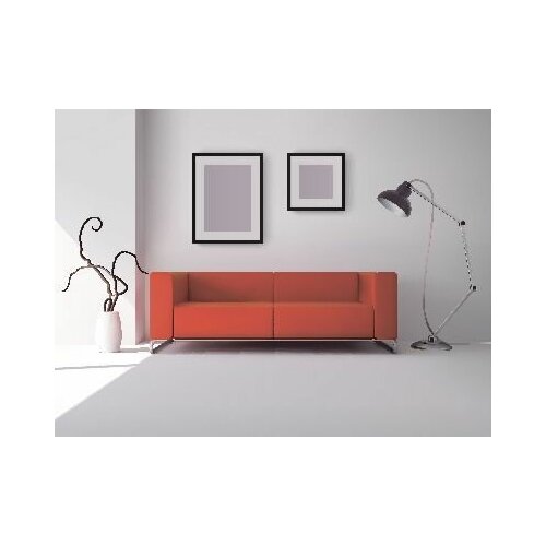 Постер на холсте Красный диван в белой комнате 40см. x 30см.
