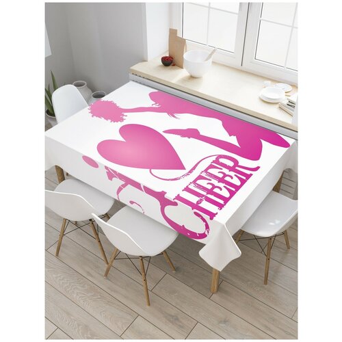 Скатерть прямоугольная JoyArty на кухонный стол "Я люблю чирлидерш" из оксфорда, 180x145 см
