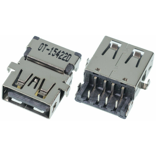Разъем USB 2.0 / по середине / 17 x12mm / прямой / без юбки / черный